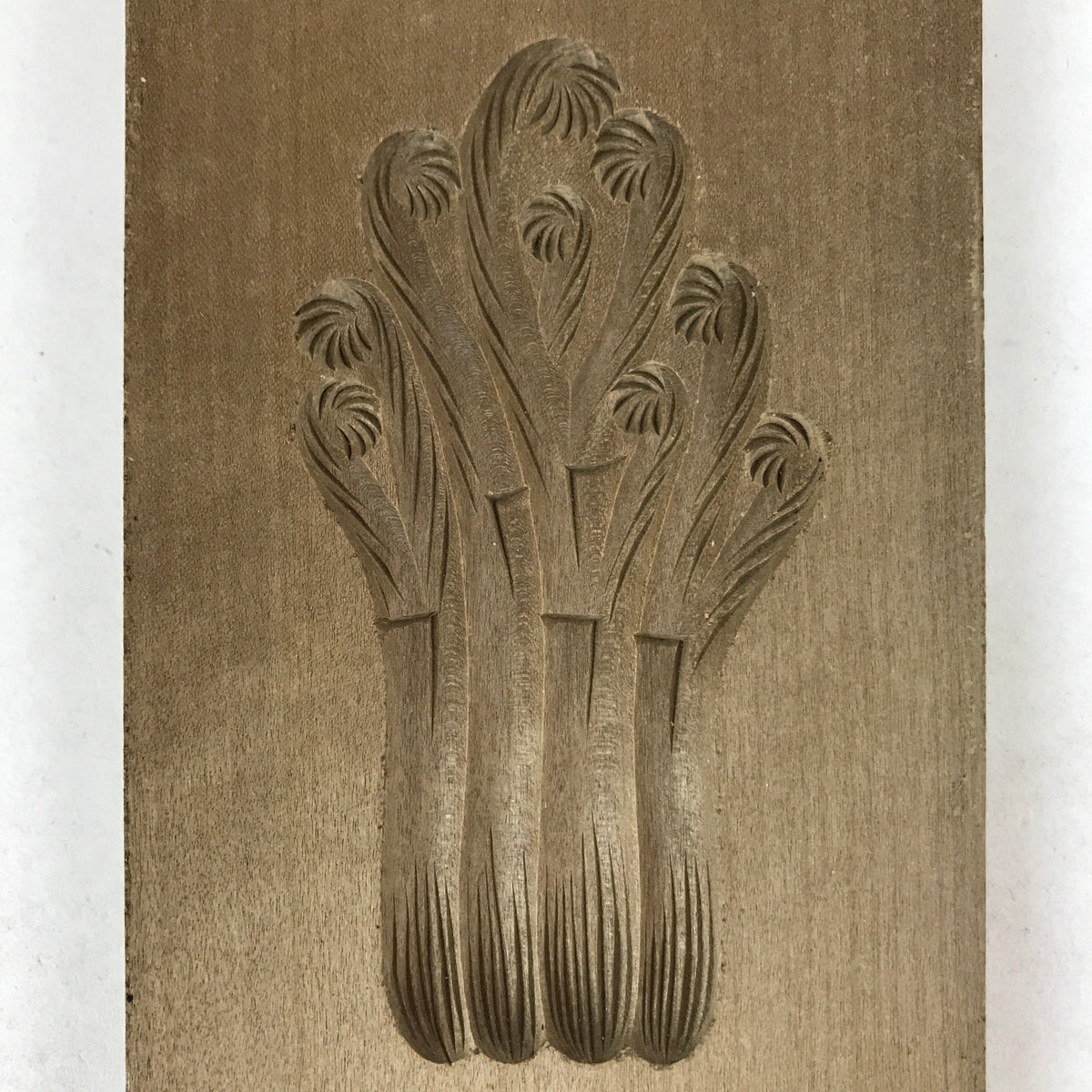 Japanese Wooden Carved Kashigata Cake Mold Vtg Sweet Wagashi Warabi Fe ...
