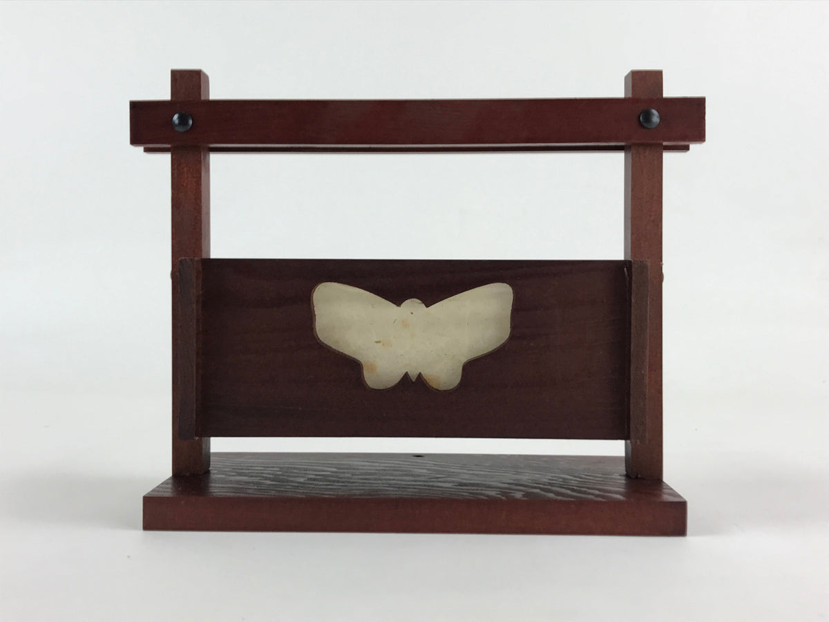 Japanese Wooden Display Box Wall Table Mount Butterfly Brown Brush Lac ...