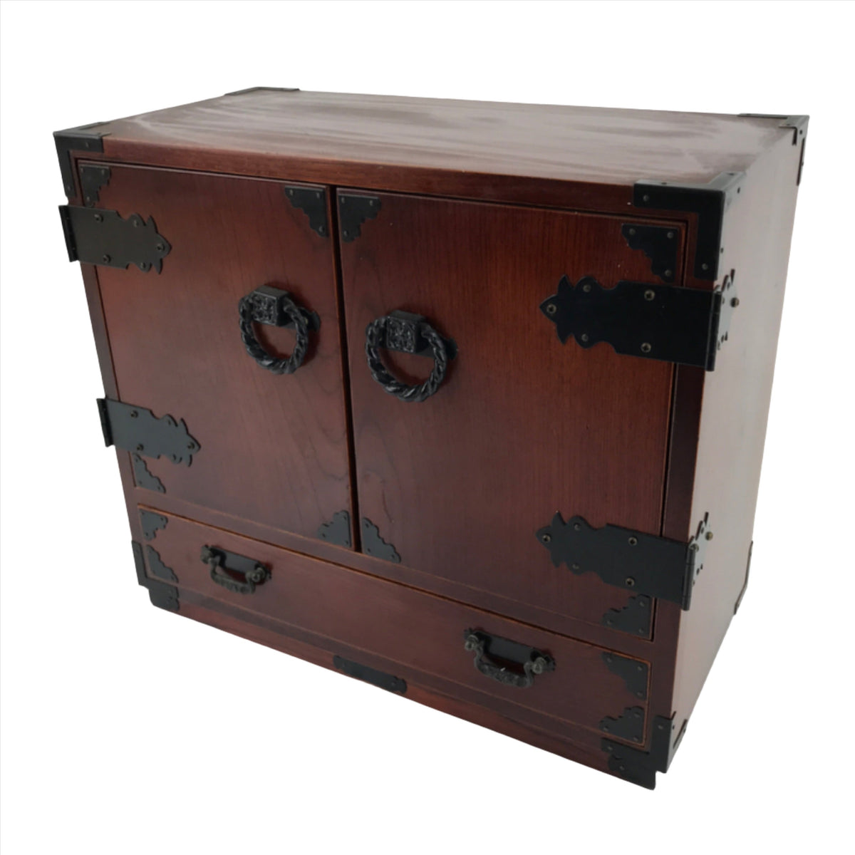 Japanese Wooden Sendai Tansu Storage Chest Vtg Doors Trinket Box 7 Dra ...