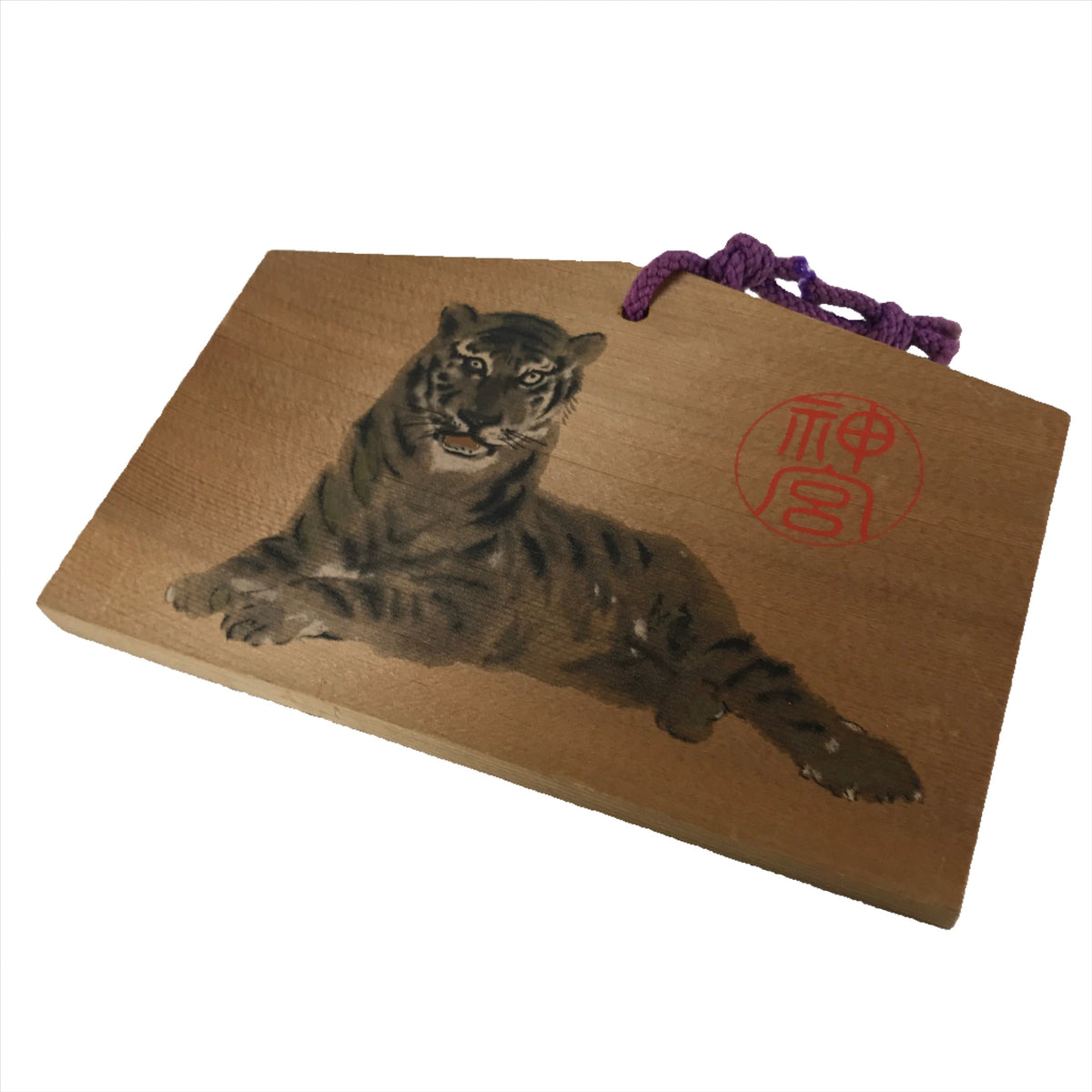 Japanese Wooden Shrine Plaque Ema Vtg Zodiac Tiger Hanging Wish Shinto ...
