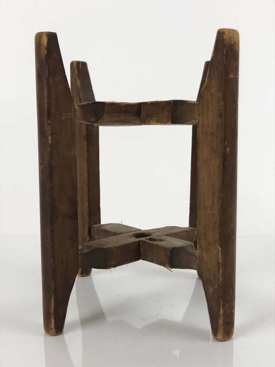 Japanese Wooden Silk Thread Spool Itomaki Vtg Bobbin Frame Spinning Wh ...