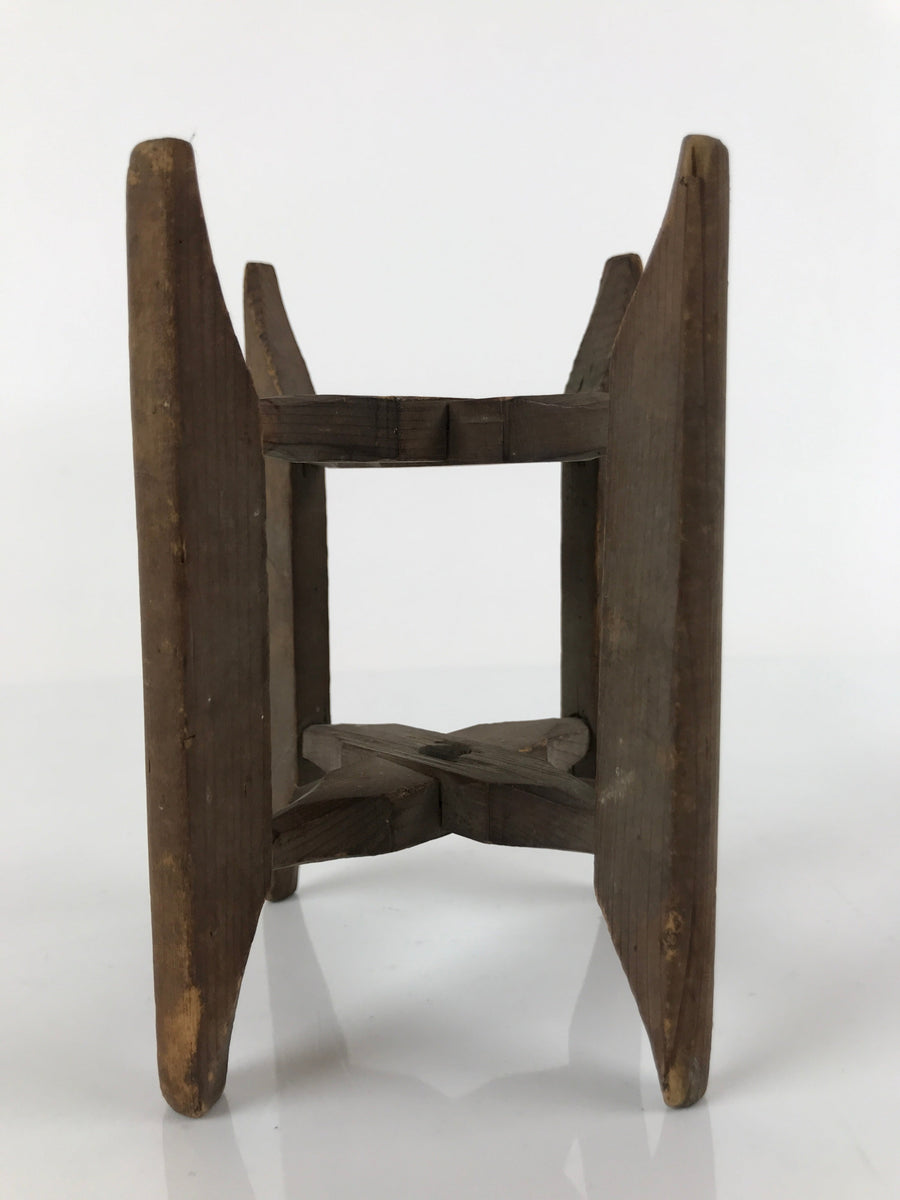 Japanese Wooden Silk Thread Spool Itomaki Vtg Bobbin Frame Spinning Wh ...