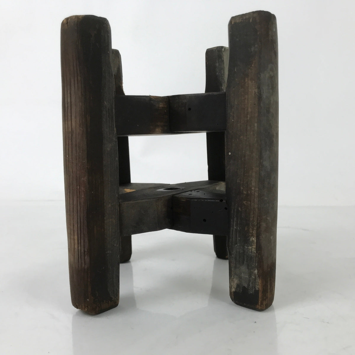 Japanese Wooden Silk Thread Spool Itomaki Vtg Bobbin Frame Spinning Wh ...
