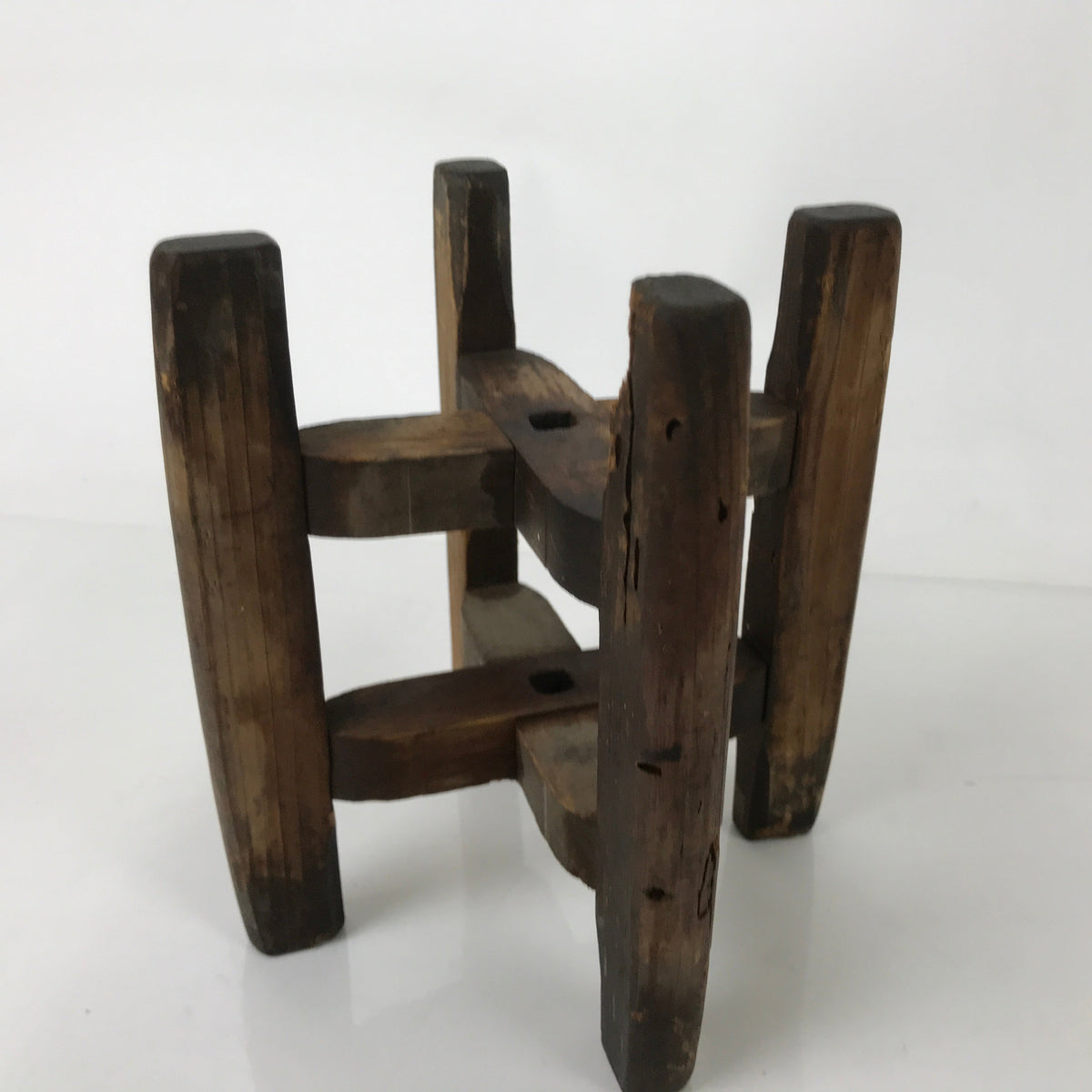 Japanese Wooden Silk Thread Spool Itomaki Vtg Bobbin Frame Spinning Wh ...