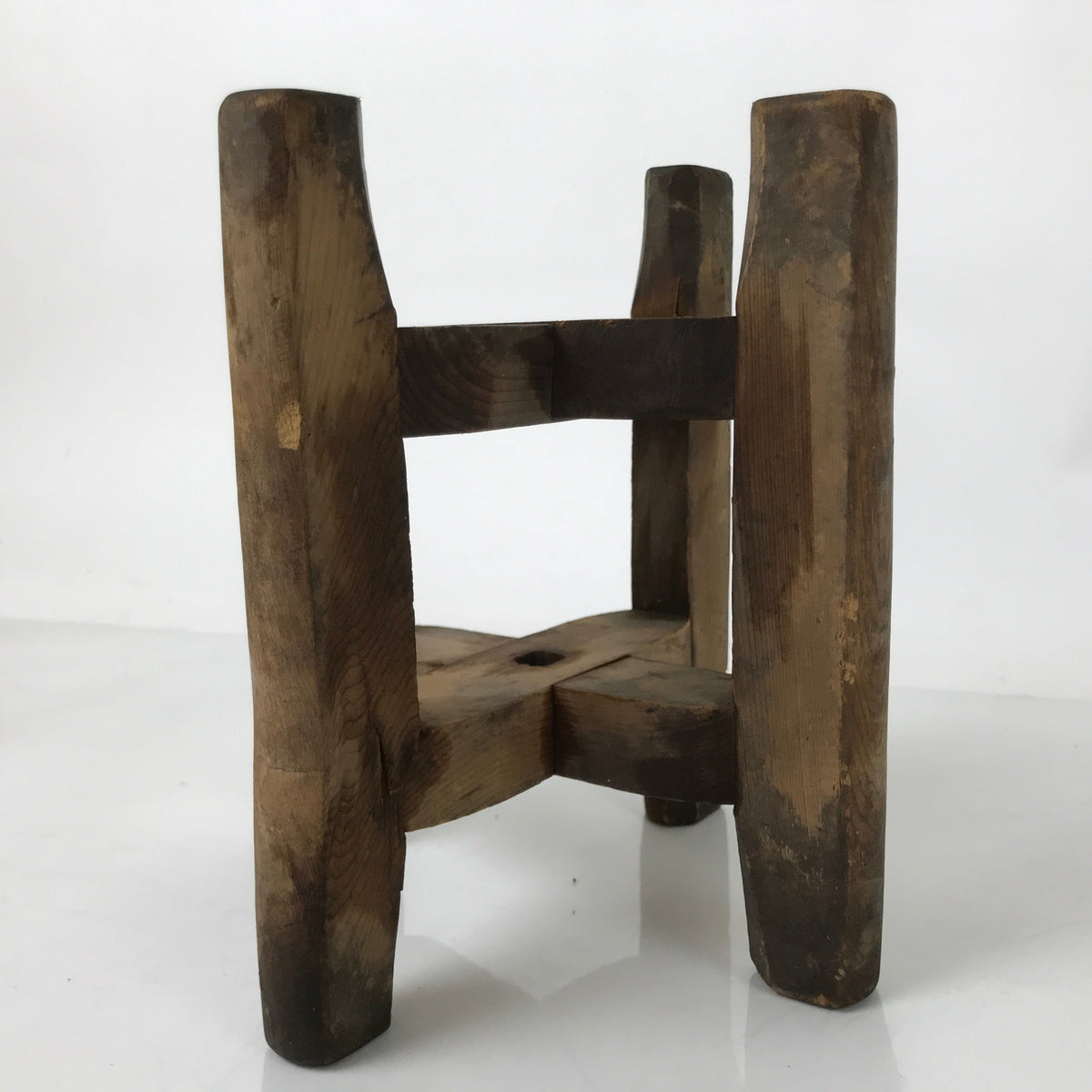 Japanese Wooden Silk Thread Spool Itomaki Vtg Bobbin Frame Spinning Wh ...