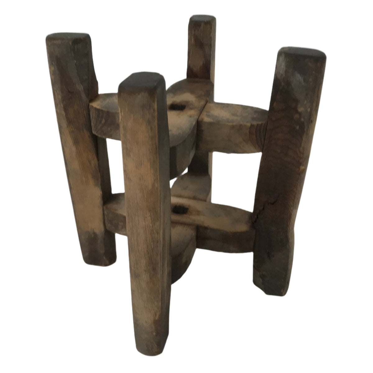 Japanese Wooden Silk Thread Spool Itomaki Vtg Bobbin Frame Spinning Wh ...