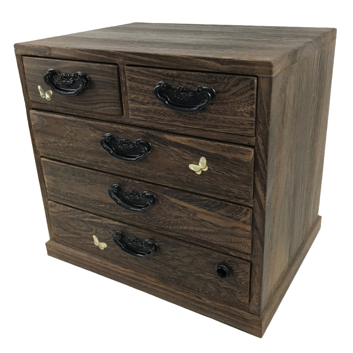 Japanese Wooden Tansu Storage Chest Vtg Haribako Trinket Box 5 Drawer ...