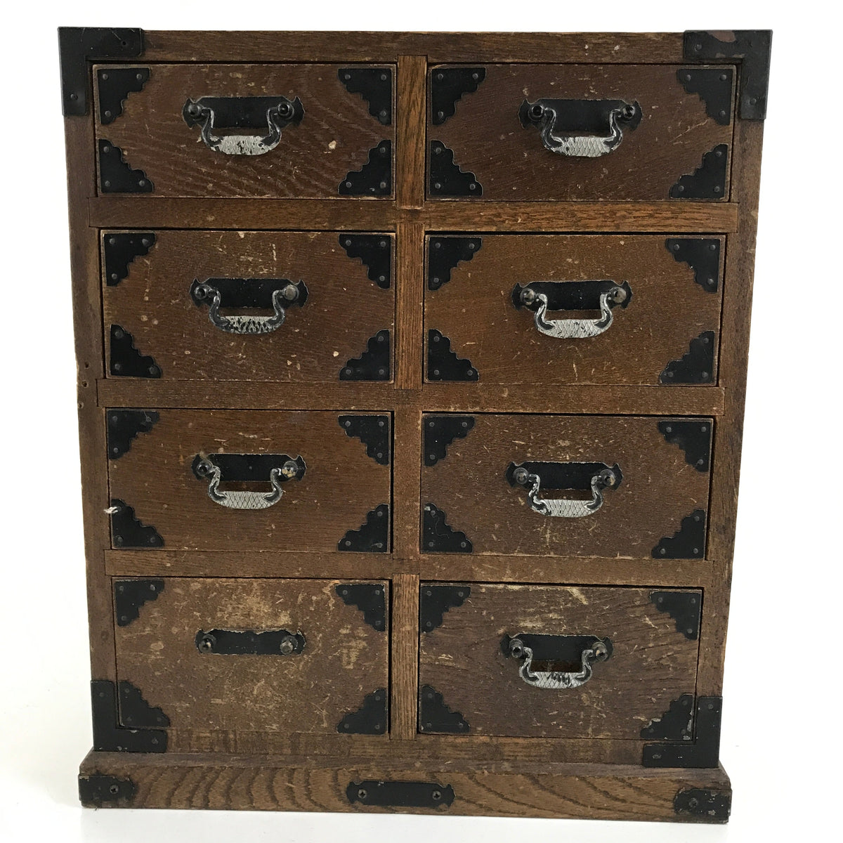 Japanese Wooden Tansu Storage Chest Vtg Haribako Trinket Box 8 Drawers ...