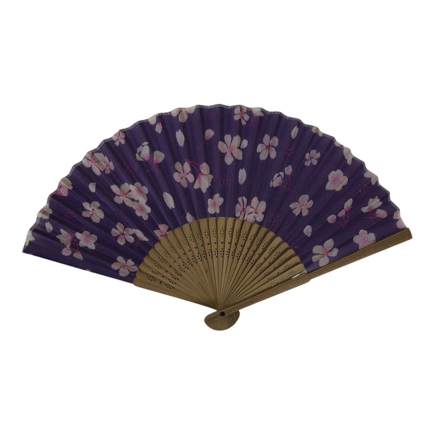 Vintage Japanese Folding Fan: Cherry Blossom Design in Purple ...