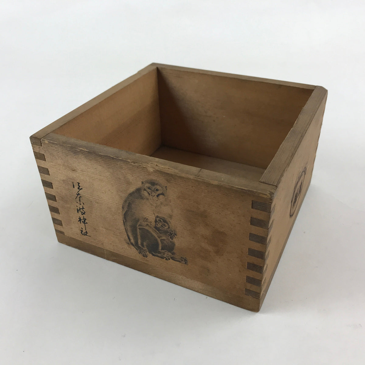 Vintage Japanese Wooden Storage Box Inside 14x14x8.5cm Setsubun Festiv ...