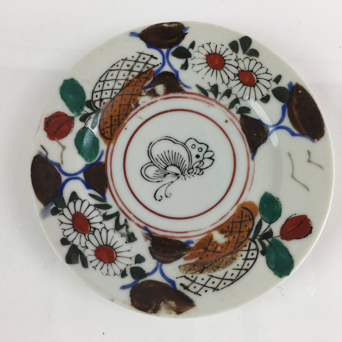 Antique C1880 Japanese Porcelain Small Plate Floral Butterfly Pattern ...