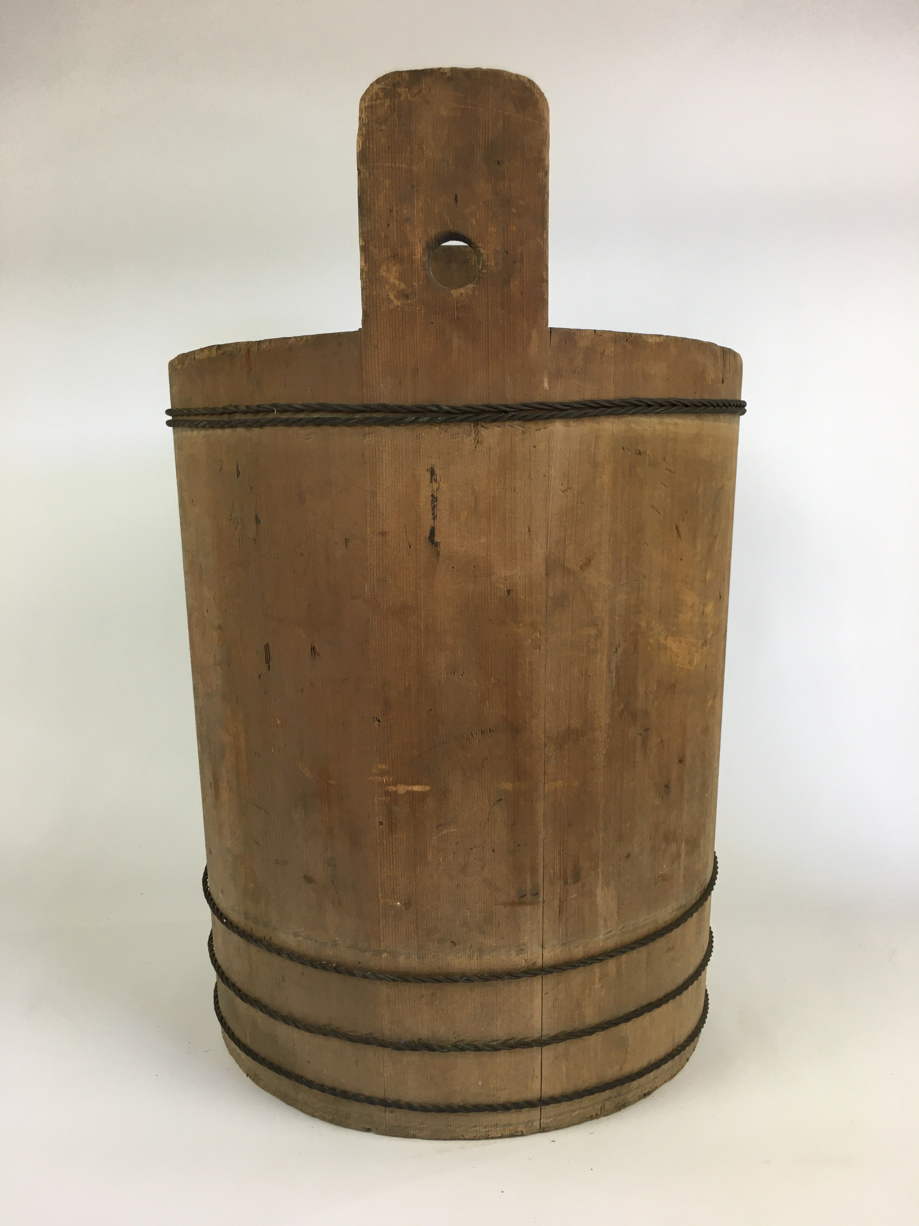 Antique C1924 Japanese Handmade Wooden Bucket Oke Vtg Large Mizuoke JK ...