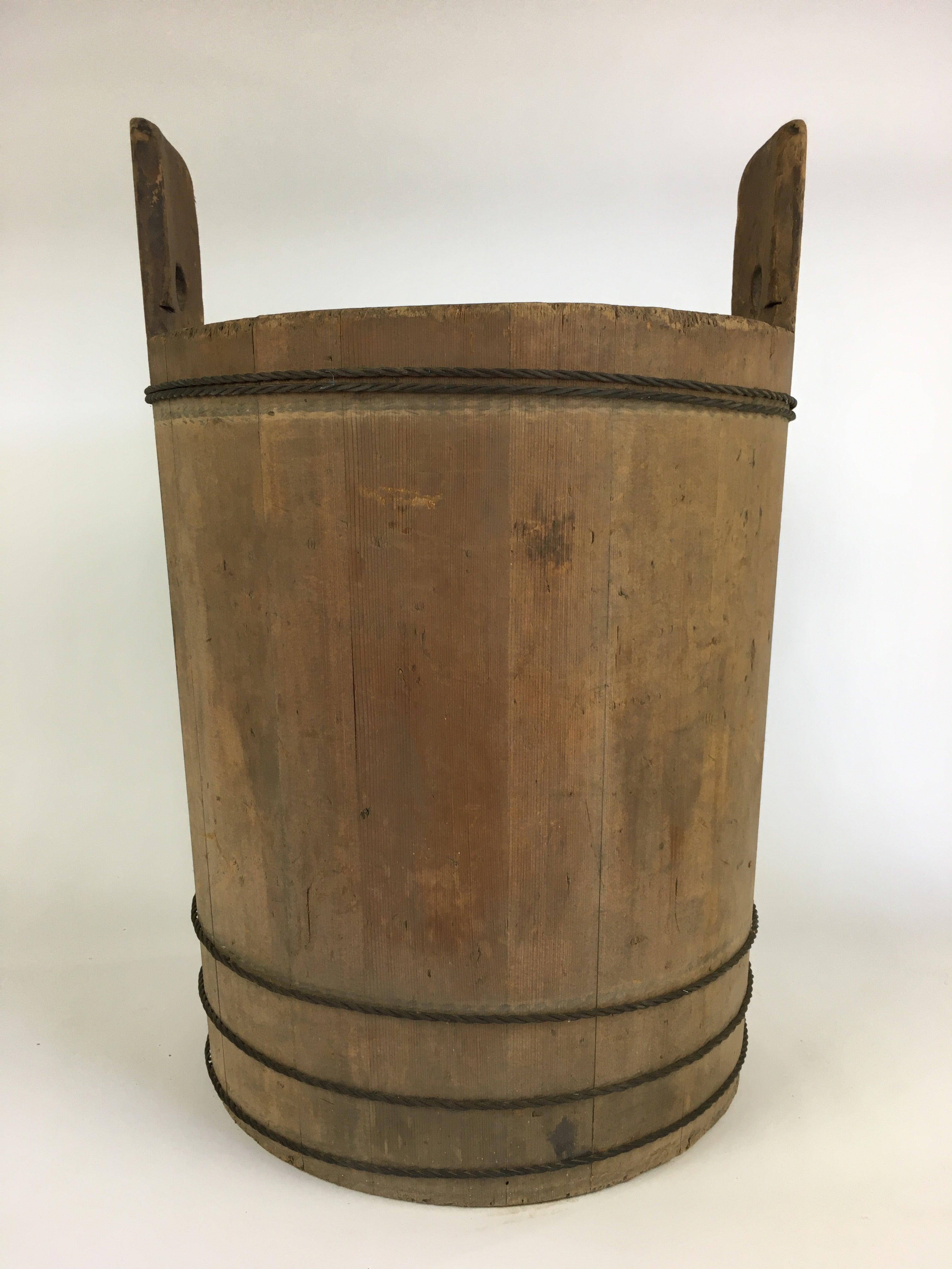 Antique C1924 Japanese Handmade Wooden Bucket Oke Vtg Large Mizuoke JK ...