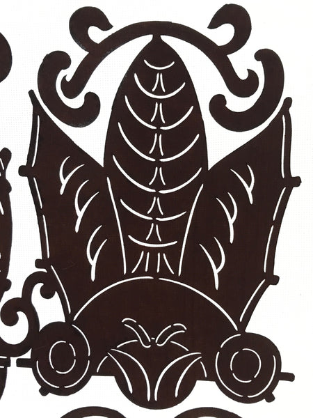 Antique Japanese Katagami Kimono Paper Stencil Beetle Cicada Insect 4Y ...