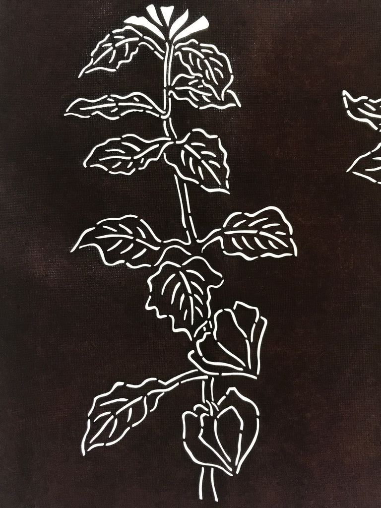 Antique Japanese Katagami Kimono Paper Stencil Hozuki Lantern Flower 4 ...