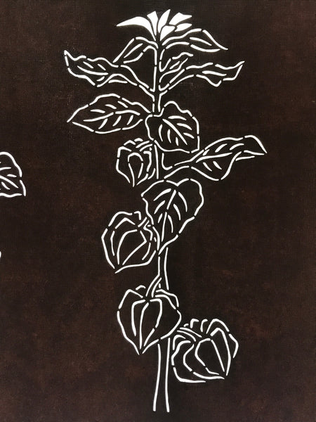 Antique Japanese Katagami Kimono Paper Stencil Hozuki Lantern Flower 4 ...