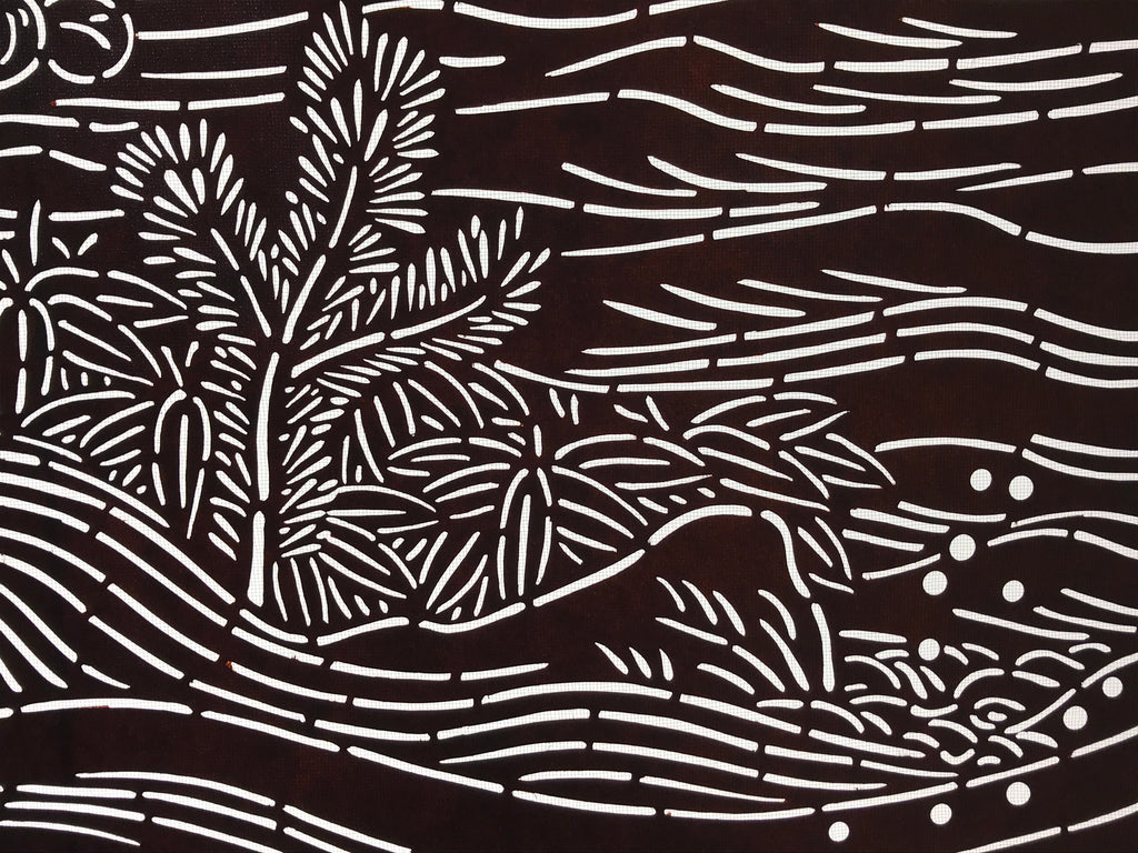 Antique Japanese Katagami Kimono Paper Stencil River Minogame Turtle 4 ...