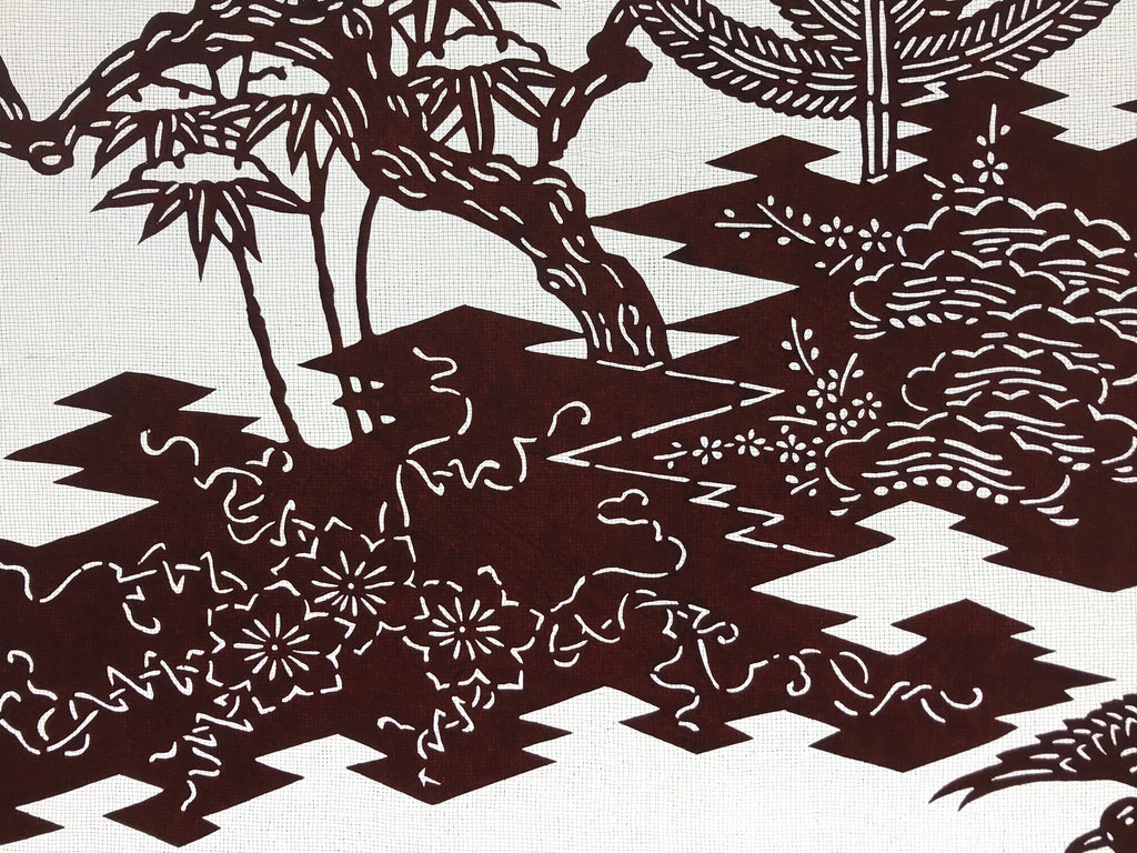 Antique Japanese Katagami Kimono Stencil Shochikubai Pine Plum Bamboo ...