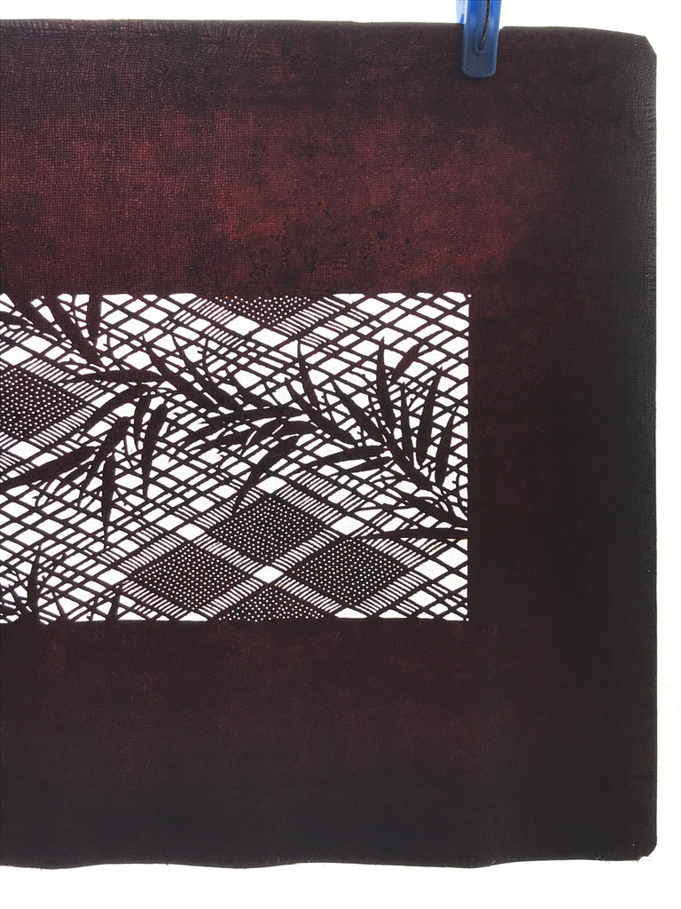 Antique Japanese Katagami Paper Kimono Stencil Bamboo Leaf Basket Weav ...