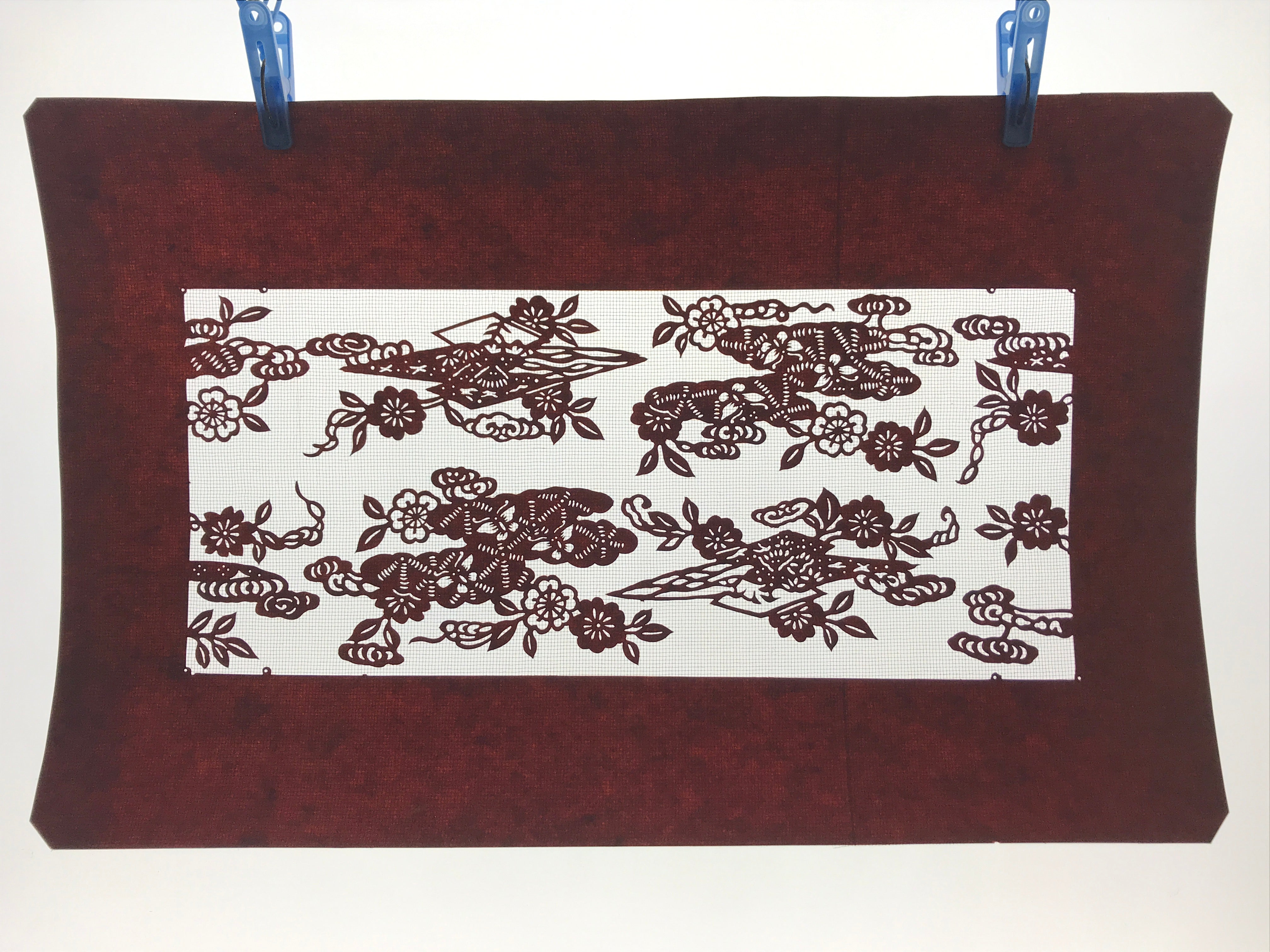 Antique Japanese Katagami Paper Kimono Stencil Katazome Cherry Blossom ...