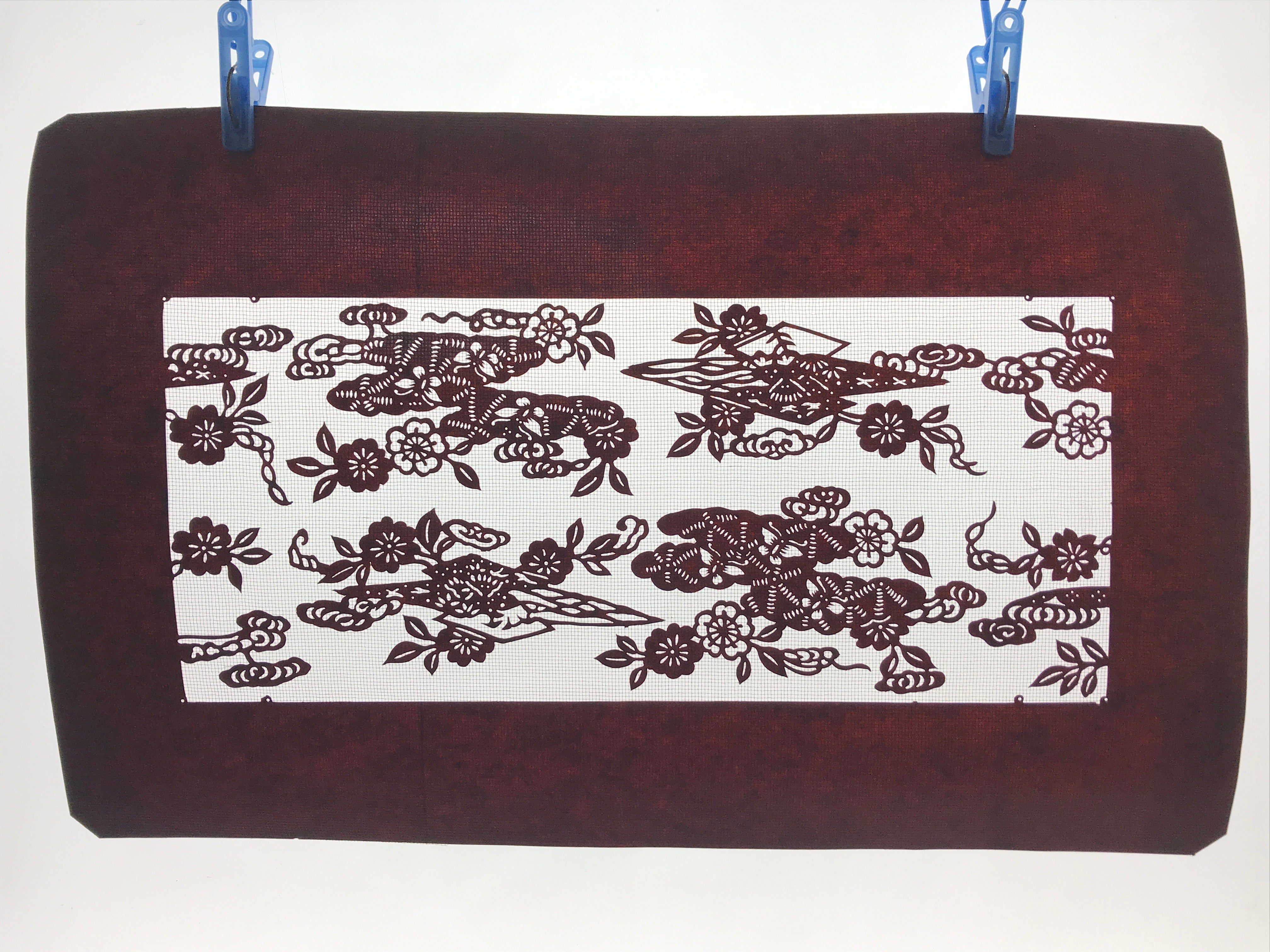 Antique Japanese Katagami Paper Kimono Stencil Katazome Cherry Blossom ...