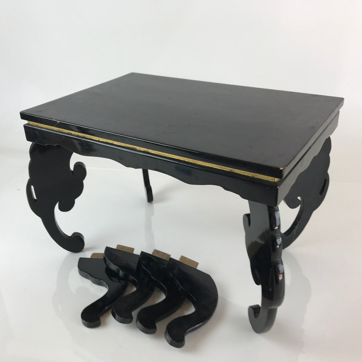 Antique Japanese Wooden Legged Tray Ozen Lacquered Black Table UR805 ...