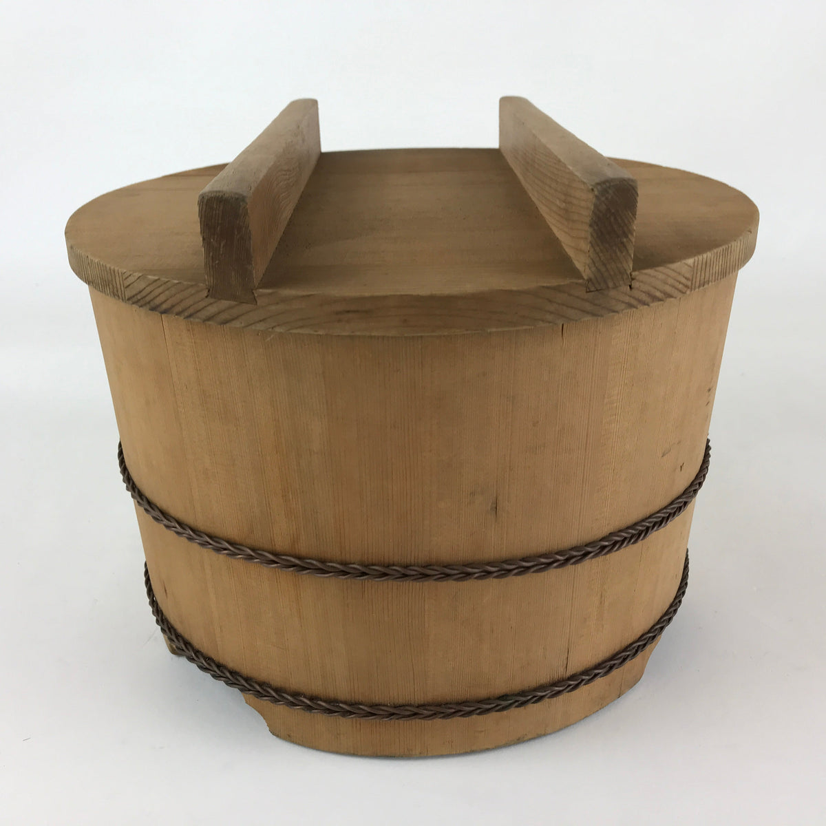 Antique Japanese Wooden Lidded Bucket Ohitsu Handmade Rice Sushi Oke J ...