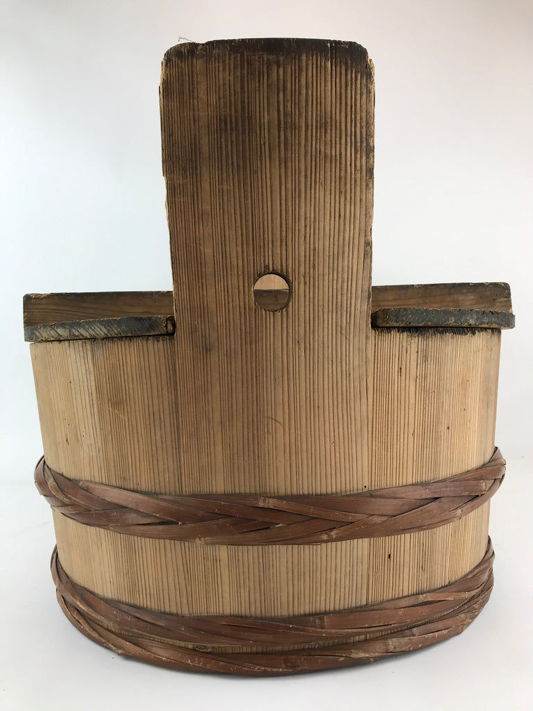 Antique Japanese Wooden Mizuoke Lidded Bucket C1900 Large Tub Wash Bas ...