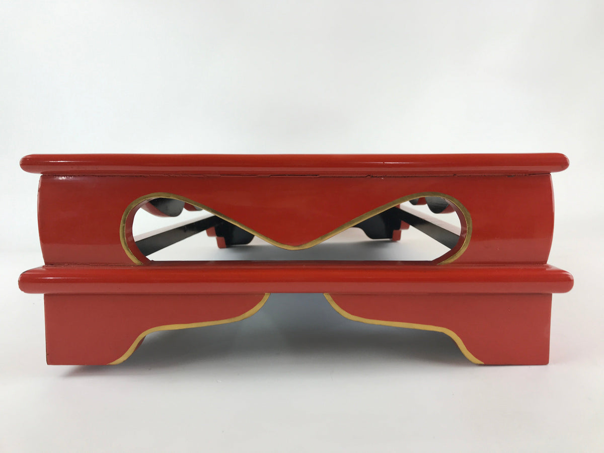 Antique Japanese Wooden Tray Lacquered Meiji Era Ozen Table Red W/Box ...