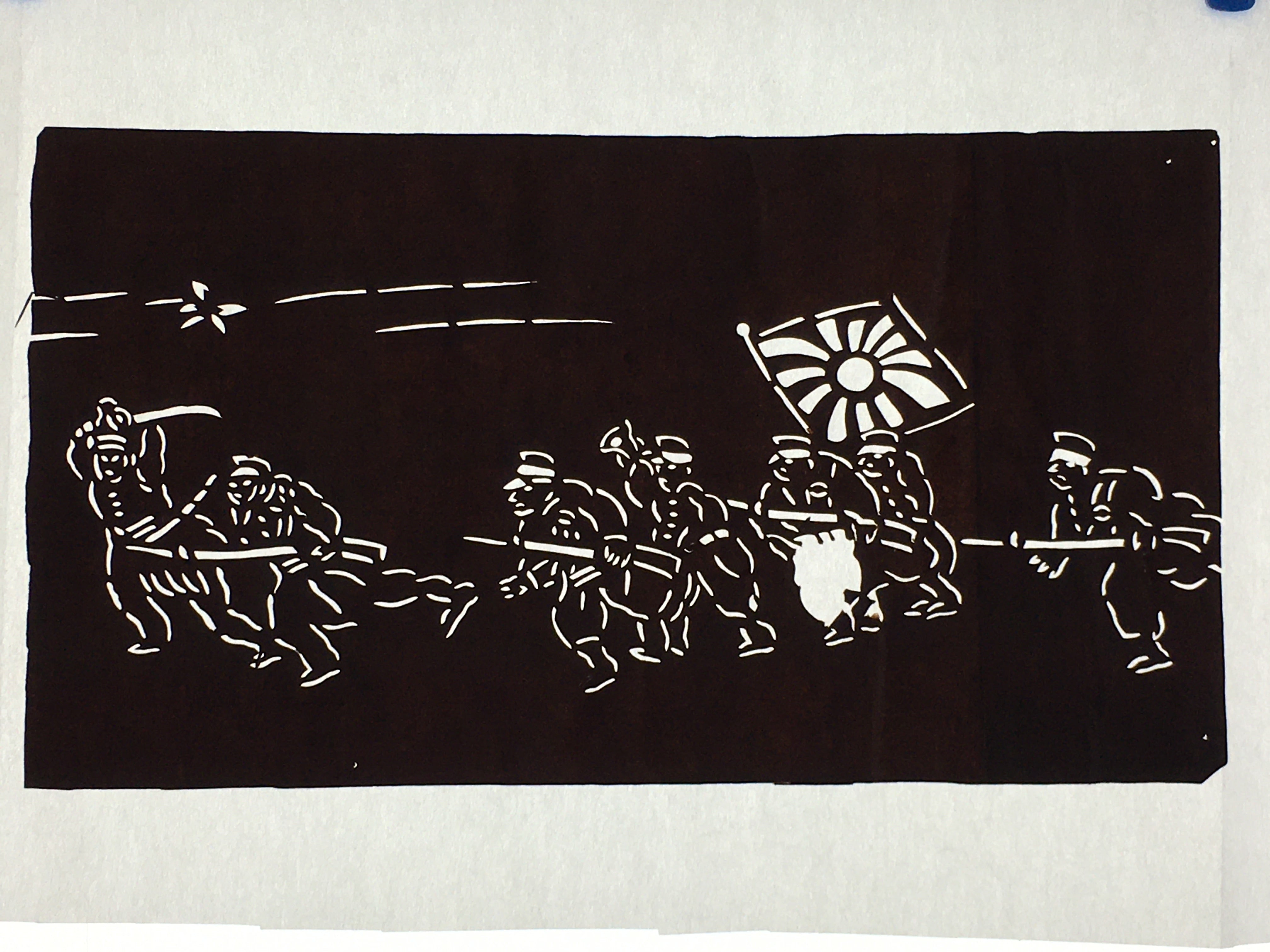 Japanese Antique Ise Katagami Paper Kimono Stencil Edo War Battle Mili ...