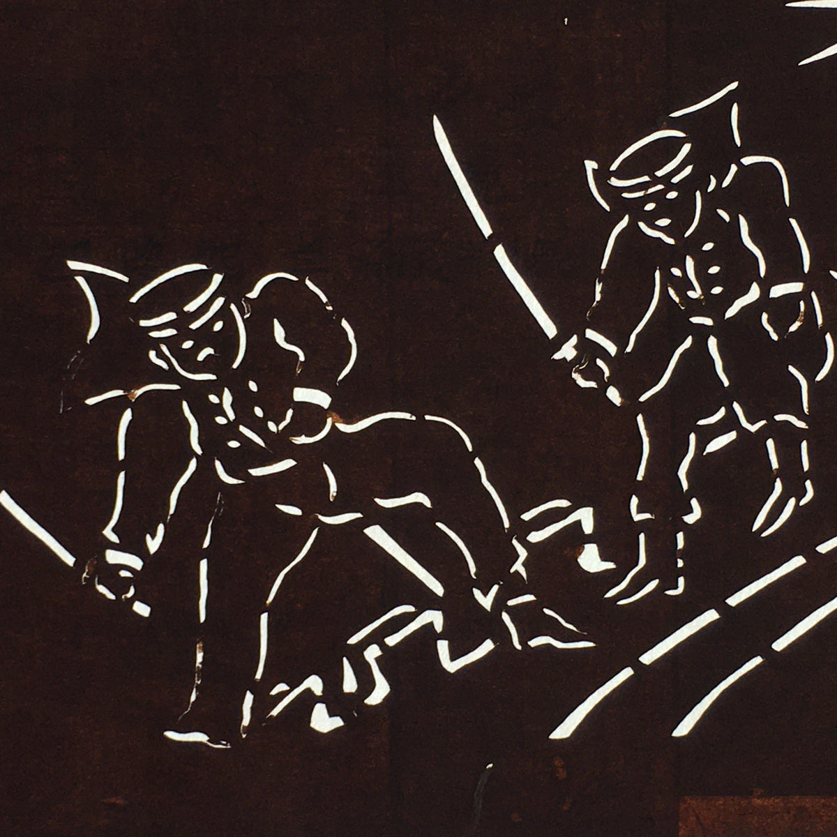 Japanese Antique Ise Katagami Paper Kimono Stencil Edo War Battle Mili ...