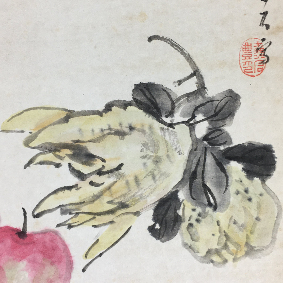 Japanese Art Board Vtg Shikishi Paper Hand Drawn Picture Apples A415 ...