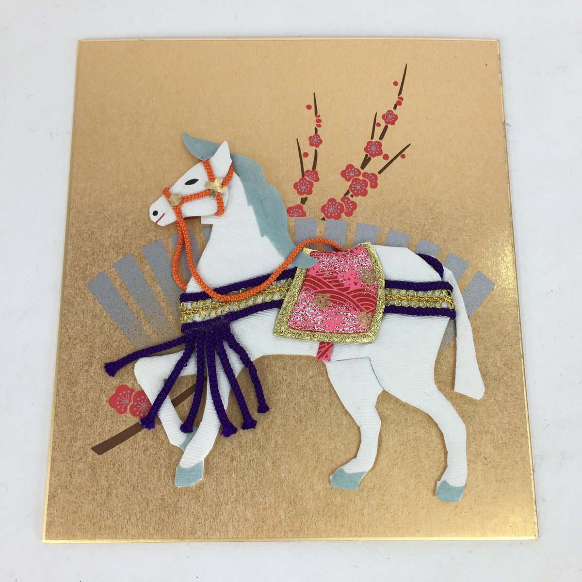 Japanese Art Board Vtg Shikishi Paper Handmade Embossing Oshie Horse A ...