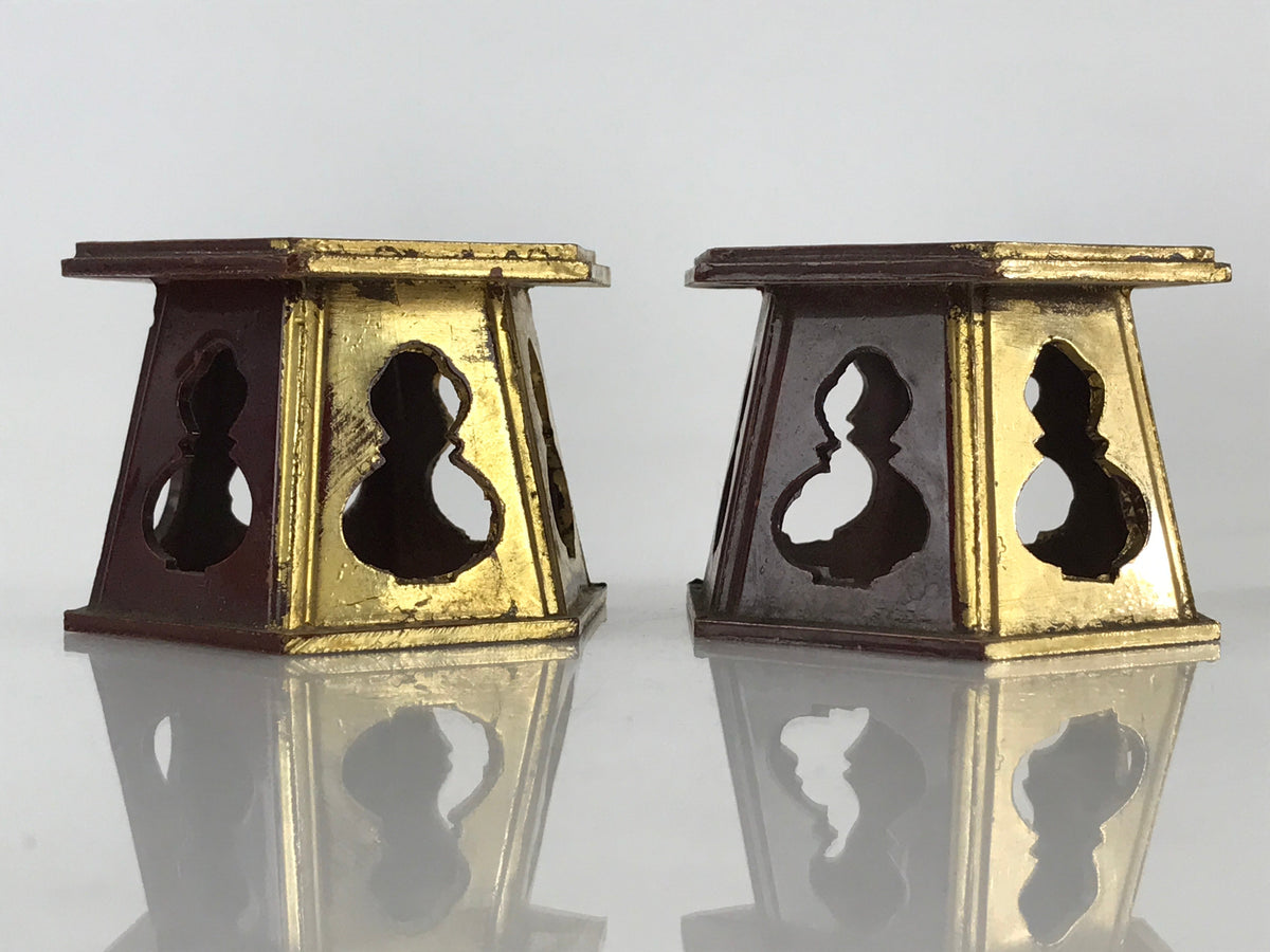 Japanese Buddhist Altar Fitting Rice Offering Cup Stand 2pc Set Vtg Bu ...