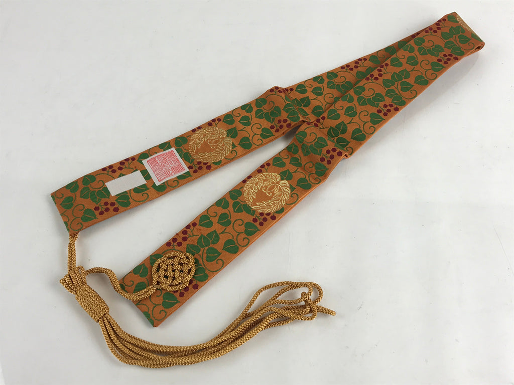 Japanese Buddhist Costume Kesa Wagesa Hangesa Vtg Brown Gold Crest Tem ...