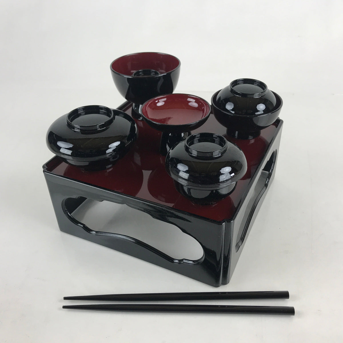 Japanese Buddhist Offering Ozen Lidded Bowls and Legged Tray Set Oryou ...