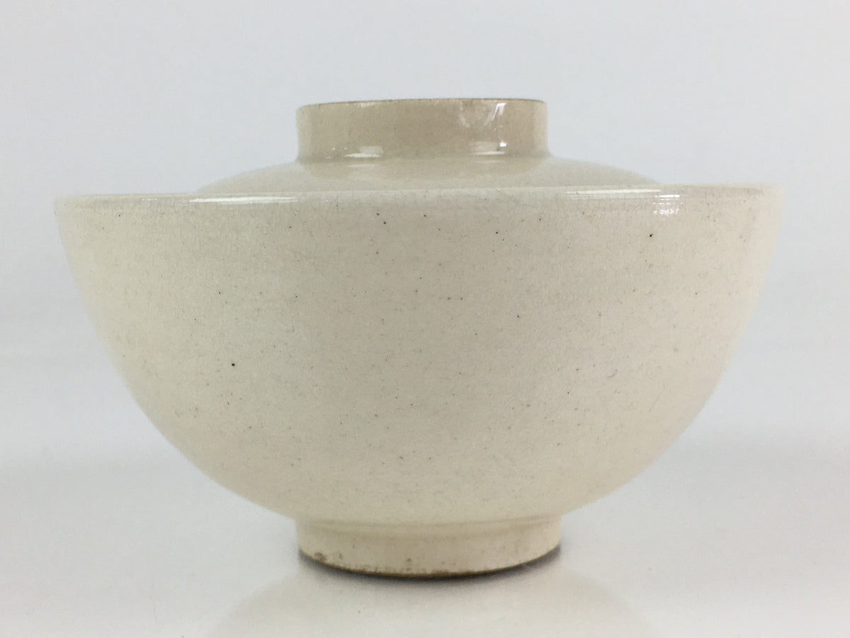 Japanese Ceramic Lidded Rice Bowl Vtg White Chawan Pottery PY128 ...