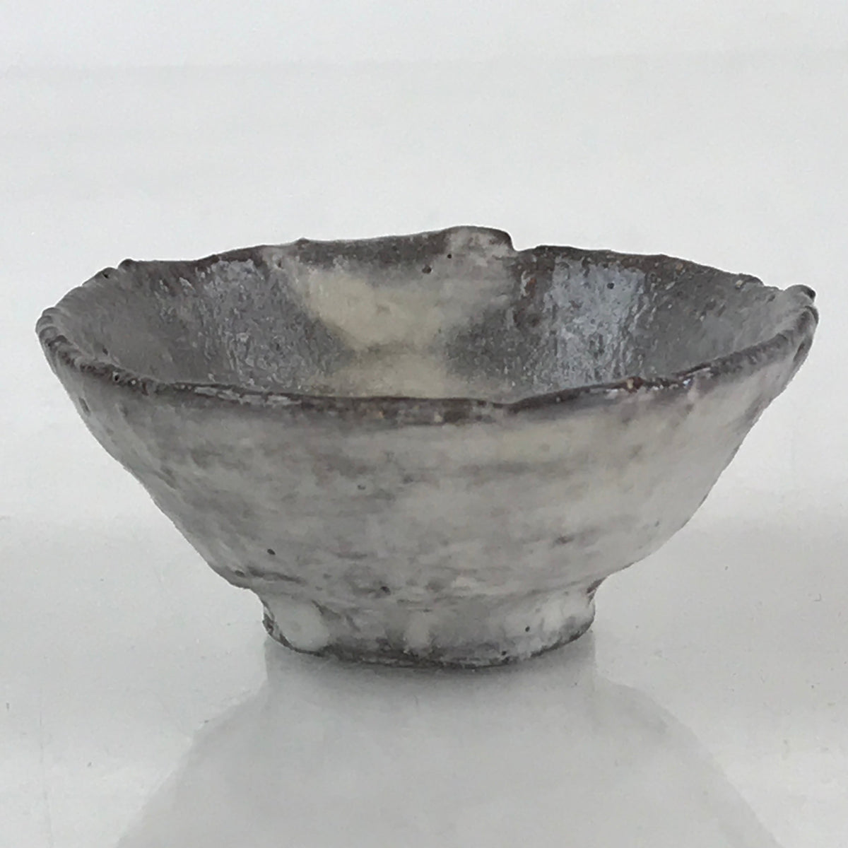 Japanese Ceramic Sake Cup Vtg Gray White Glaze Guinomi Ochoko Sakazuki ...