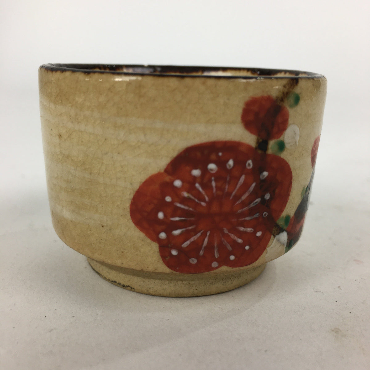 Japanese Ceramic Sake Cup Vtg Hand drawn Guinomi Sakazuki Ochoko Plum ...