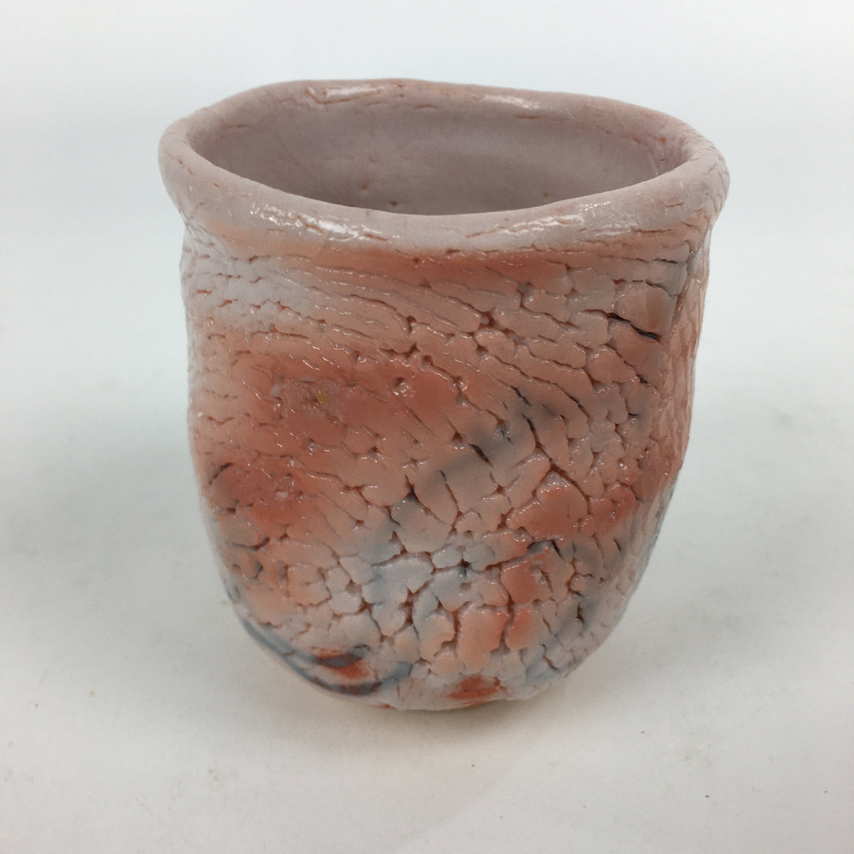 Japanese Ceramic Shino Ware Teacup Vtg Pottery Yunomi White Orange Box ...