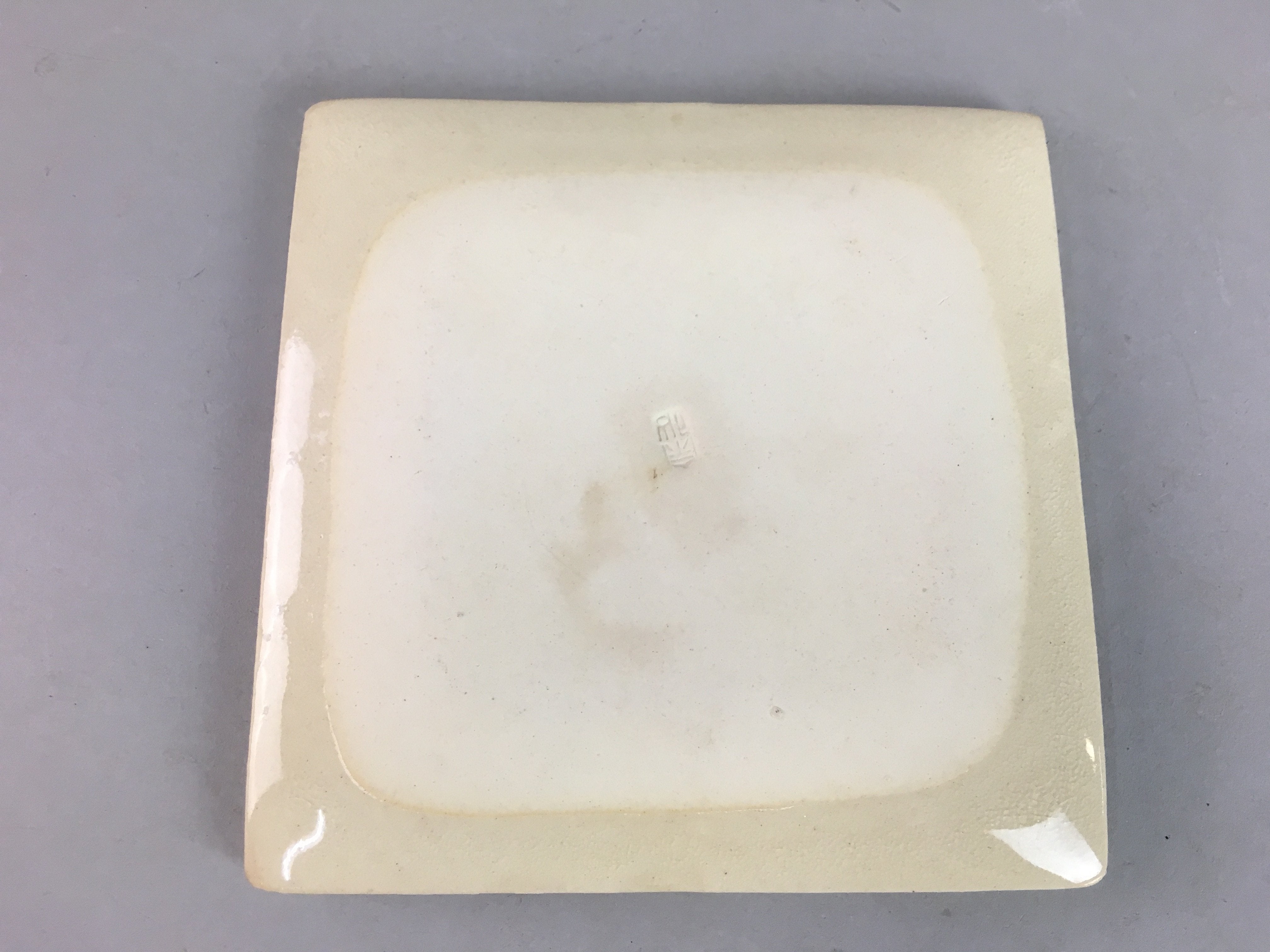 Japanese Ceramic Square Plate Vtg Pottery Floral Design Beige Sushi PT ...