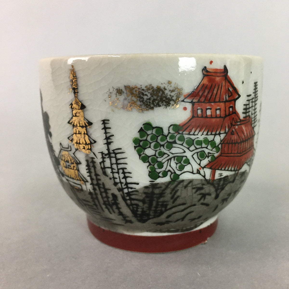 Japanese Ceramic Teacup Kutani Ware Yunomi Vtg Pottery Sencha Beige TC ...