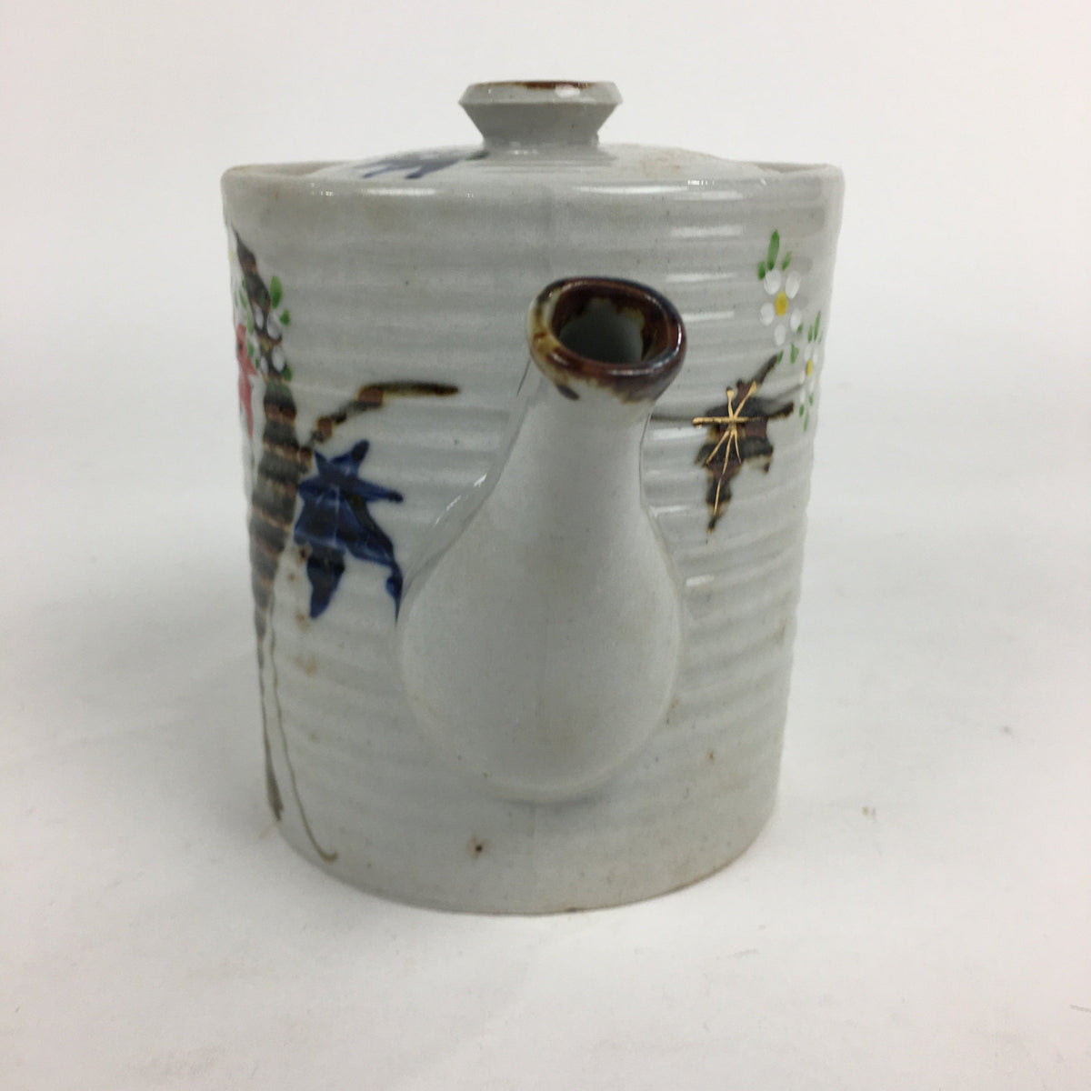 Japanese Ceramic Teapot Vtg Kyusu White Autumn Leaves Momiji Design Se ...