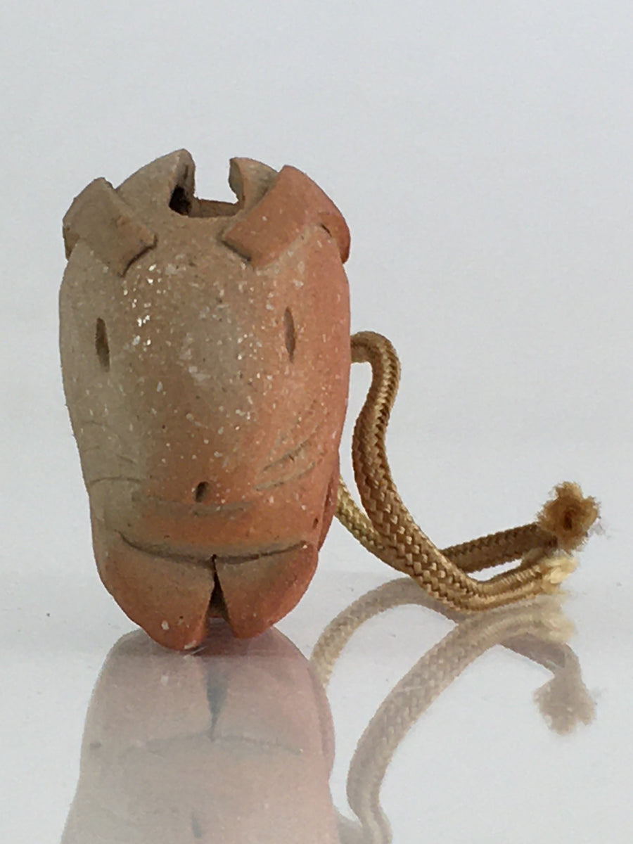 Japanese Clay Bell Vtg Dorei Ceramic Doll Amulet Brown Rabbit DR415 ...