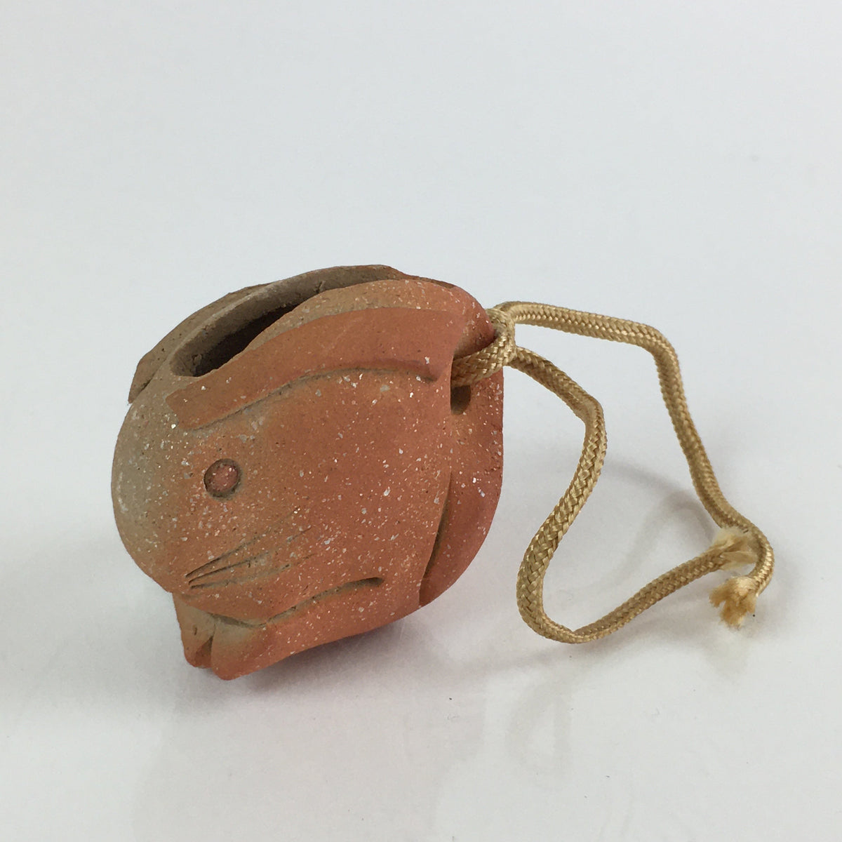 Japanese Clay Bell Vtg Dorei Ceramic Doll Amulet Brown Rabbit DR415 ...