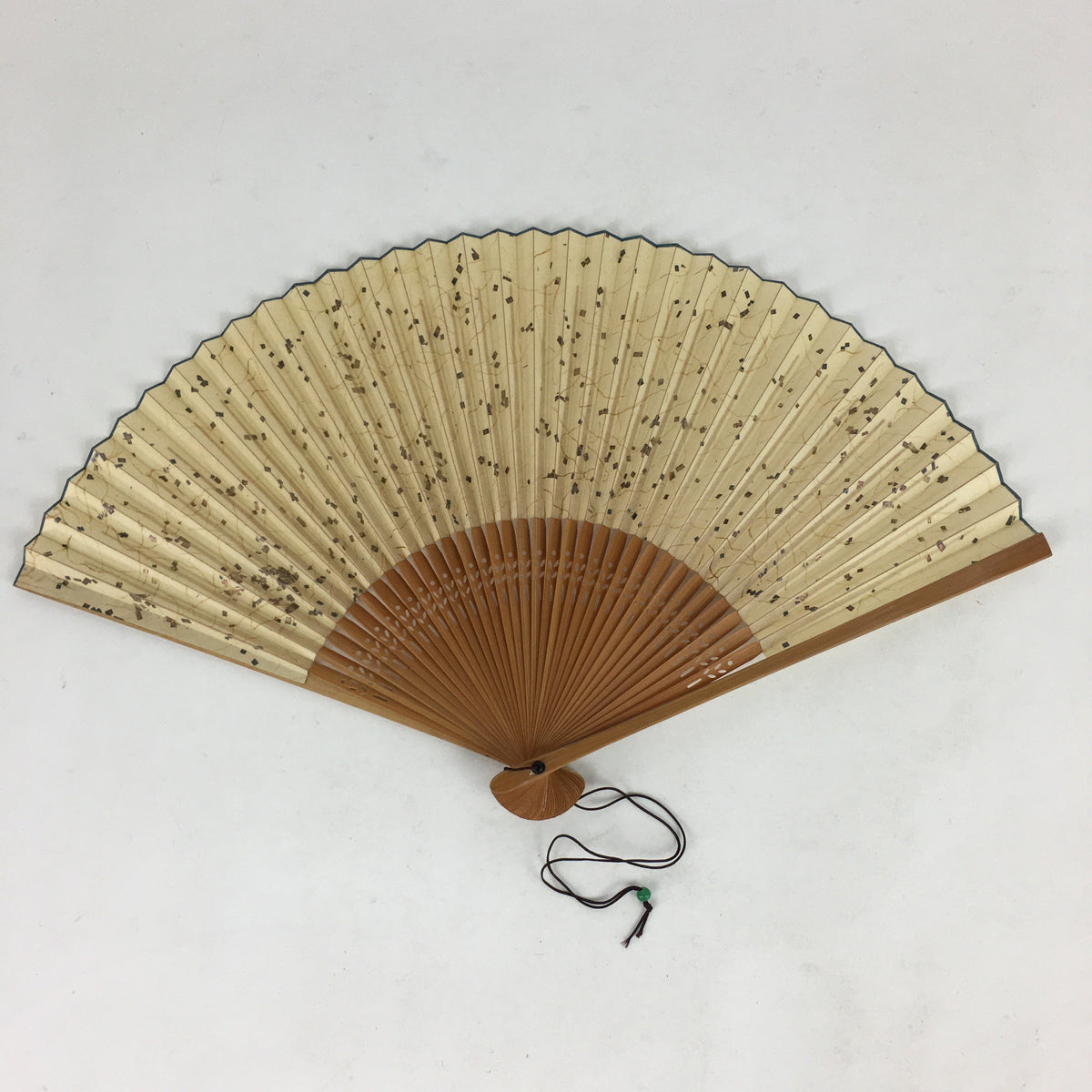 Japanese Folding Fan Vtg Sensu Bamboo Frame Paper Golden Glitter 4D583 ...