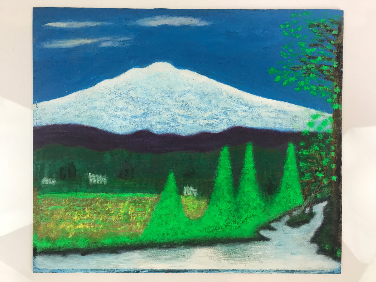 Japanese Fuji Mountain Valley Sponge Painting Landscape Original Unsig ...
