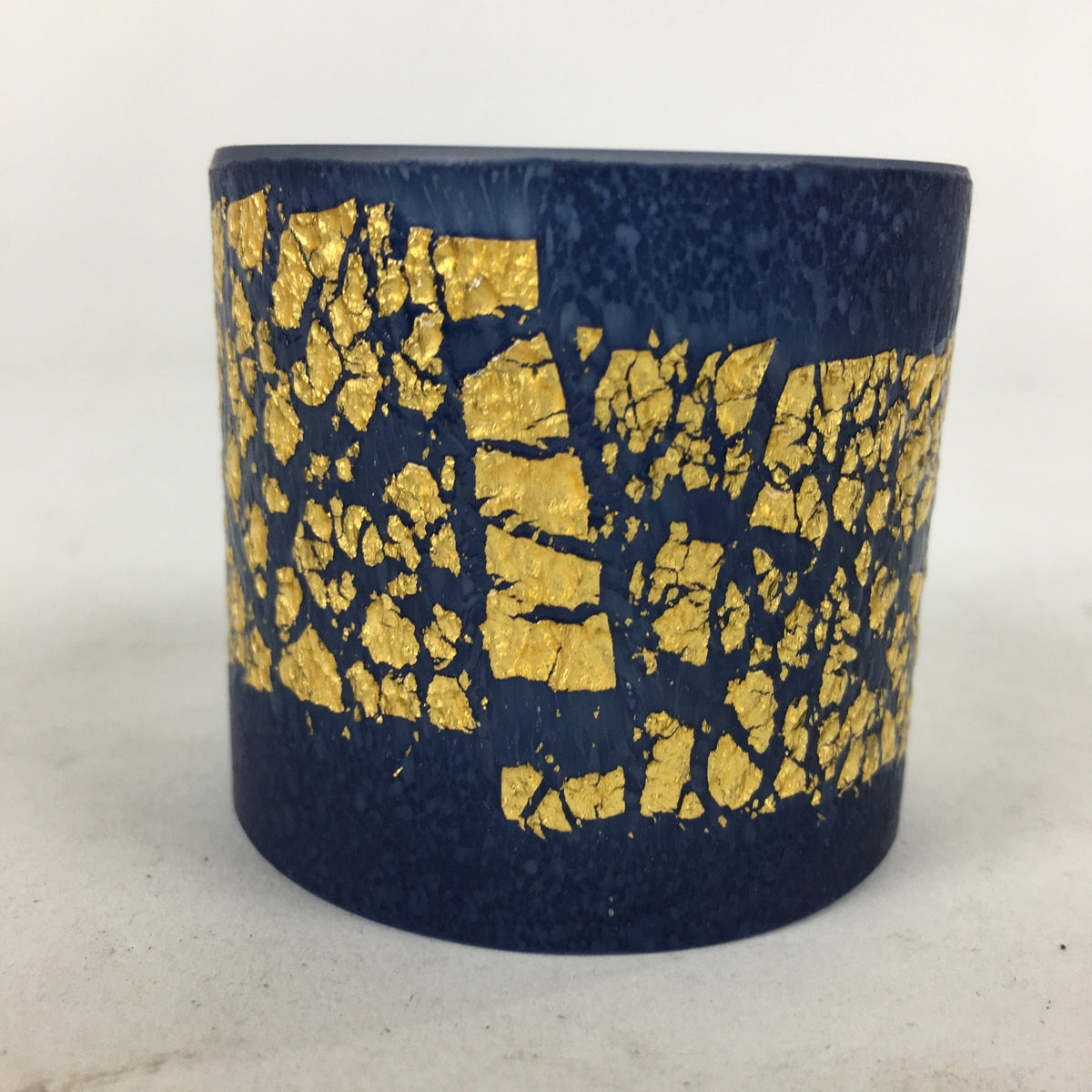 Japanese Glass Ladle Rest Lid Stand Vtg Tea Ceremony Futaoki Blue Gold ...