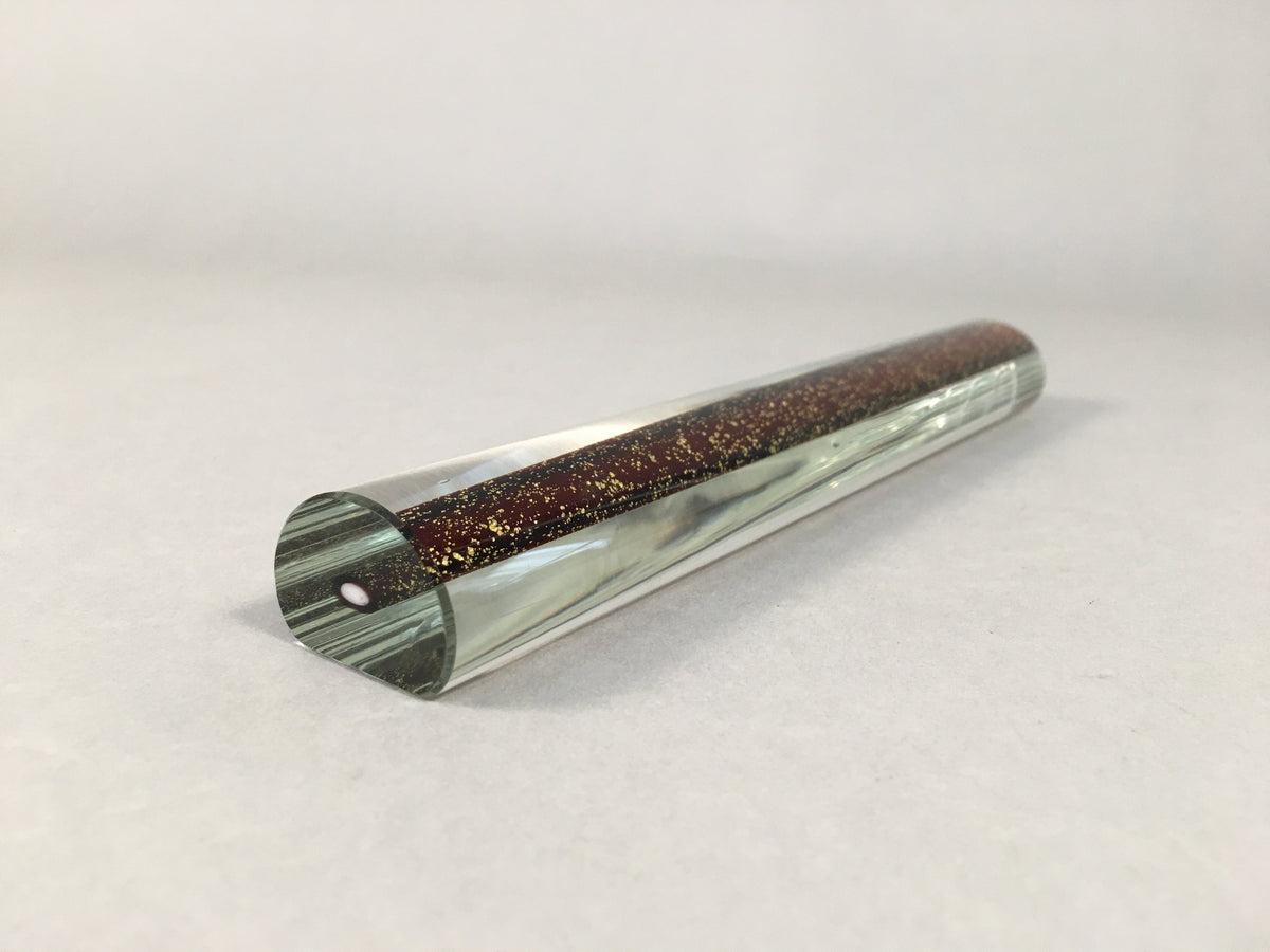 Japanese Glass Paperweight Vtg Semi-Cylindrical Stick Brown Gold JK171 ...