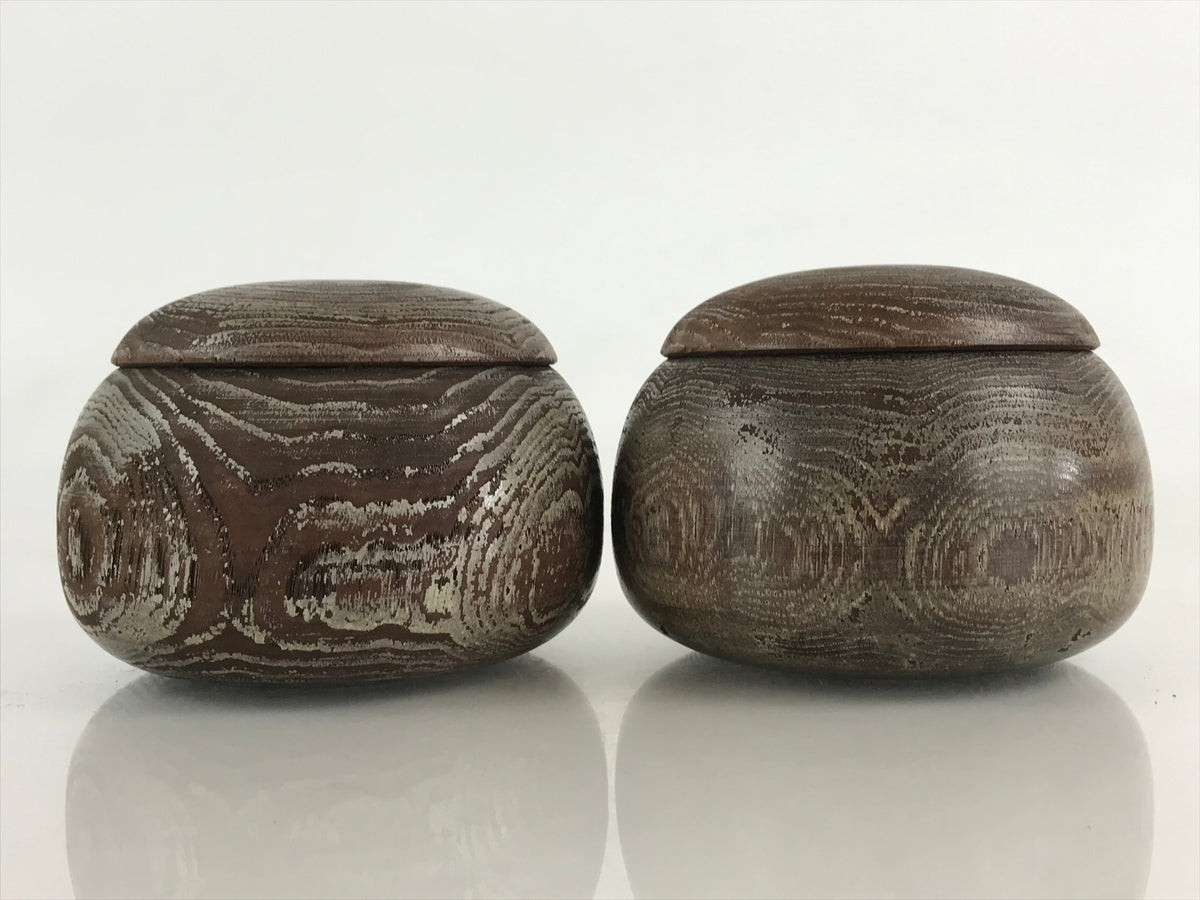 Japanese Go Stone Goishi Game Piece Complete Set Vtg Brown Wood Bowl G ...